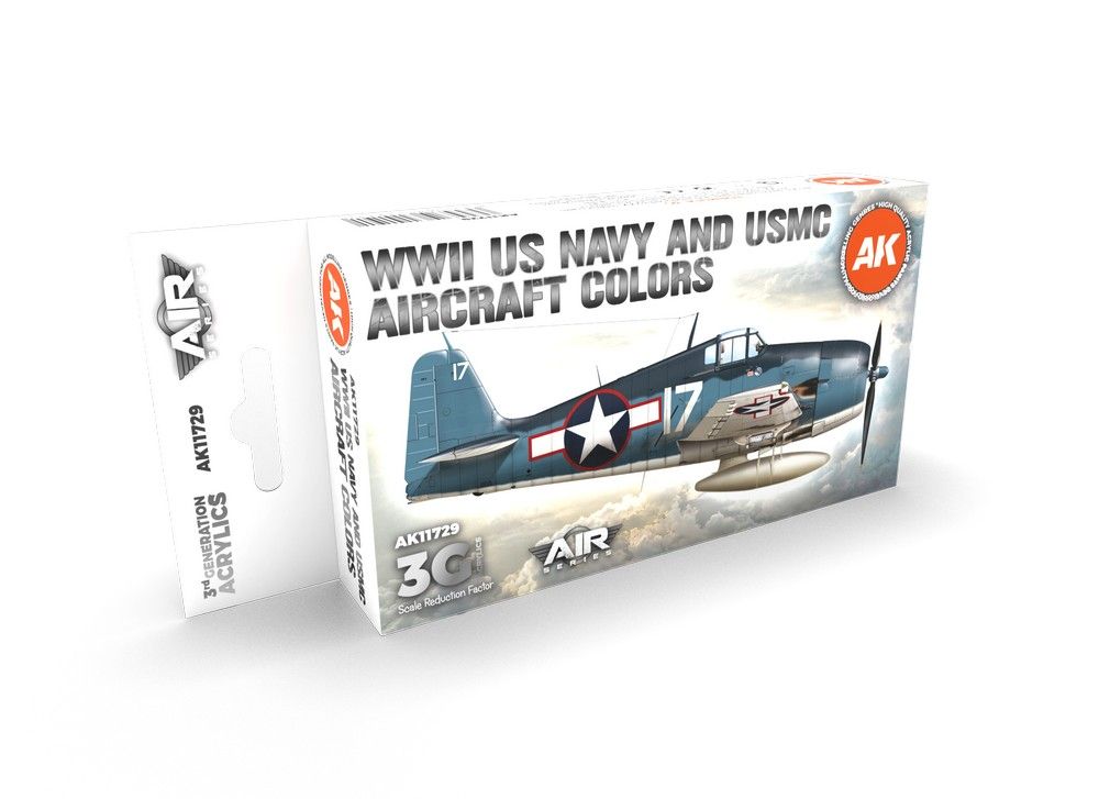 WWII US Navy & USMC Aircraft Colors Set 3rd Gen AK Interactive AK11729 ...