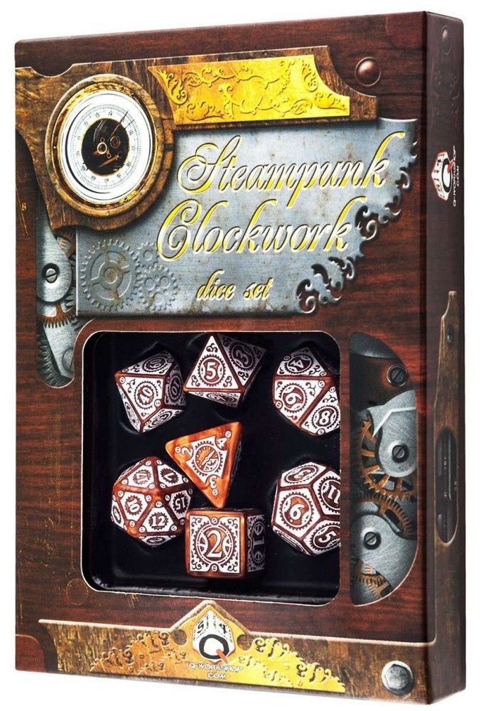 Steampunk Clockwork Dice Set - Caramel & White | Occam Distribution